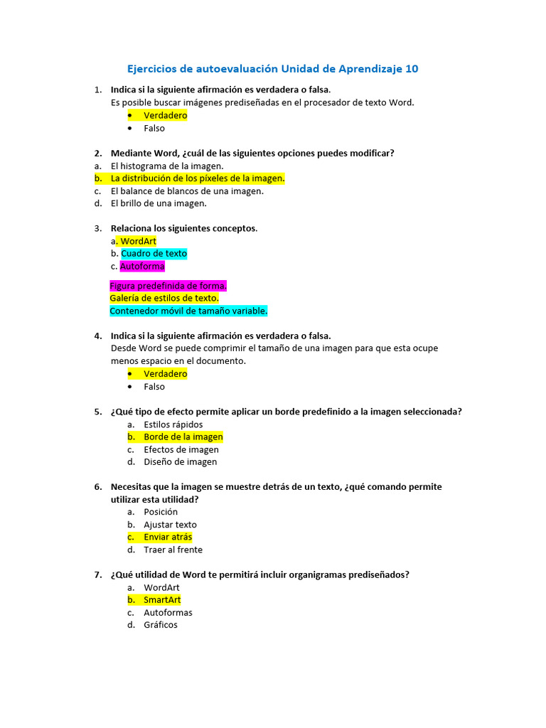 Ejercicios de Autoevaluación y Práctica Unidad 10 | PDF | Afrodita