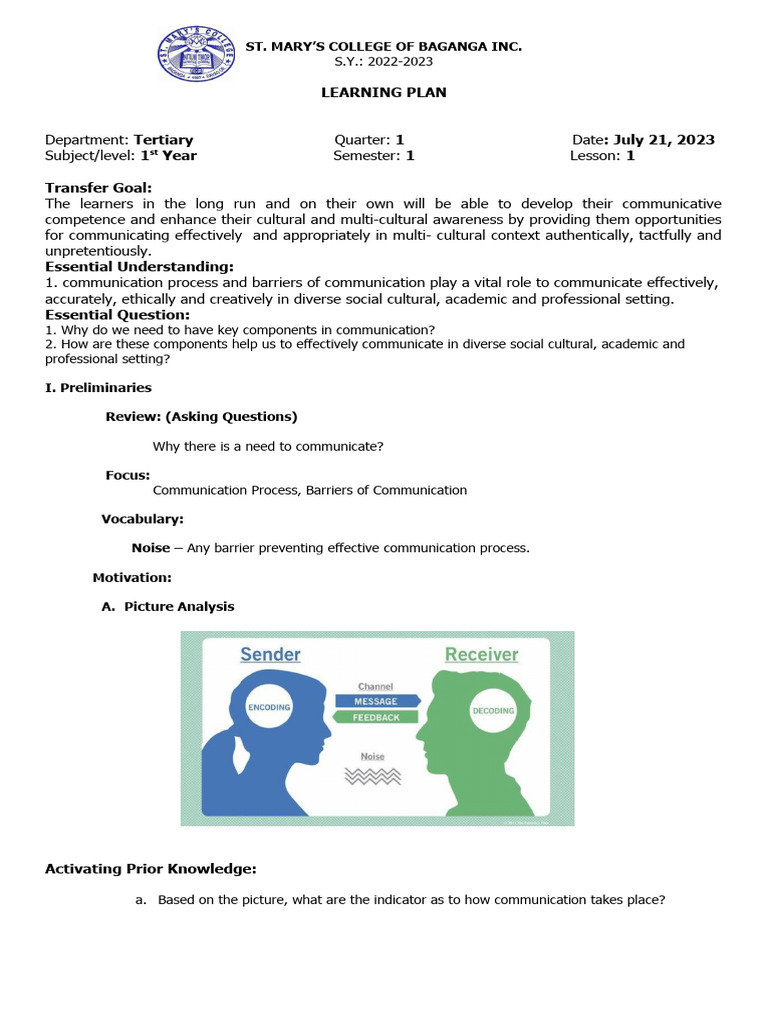 Grade 8 Lesson Plan | PDF | Communication | Cognitive Science