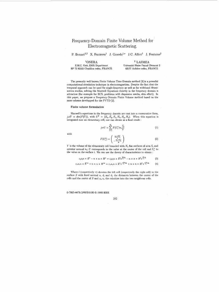 Frequencydomain Finite Volume Method For Electromagnetic Scatter | PDF | System Of Linear ...