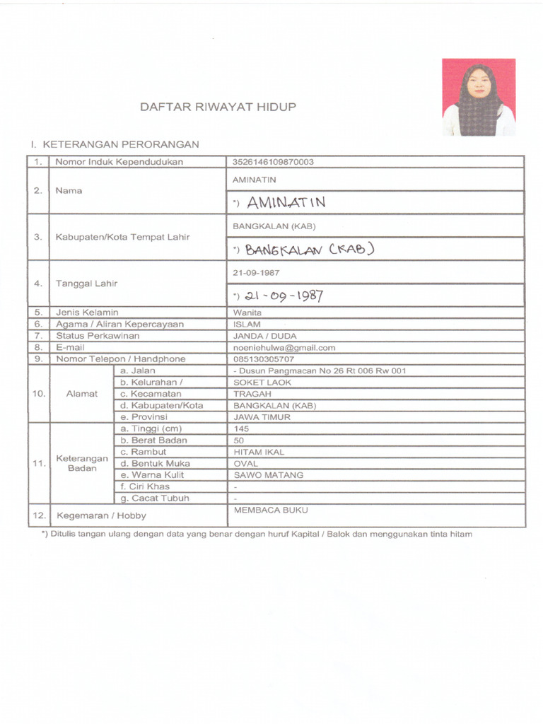 Daftar Riwayat Hidup | PDF