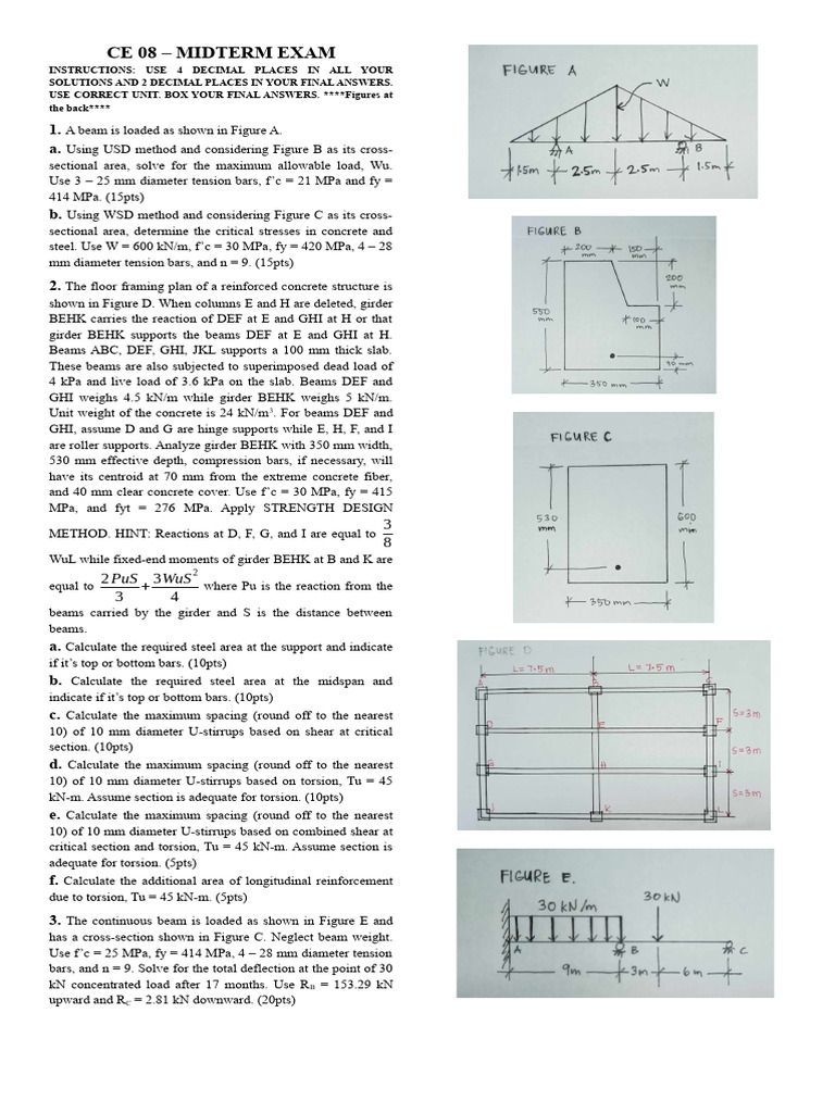 CE 08 Midterm | PDF | Beam (Structure) | Structural Engineering