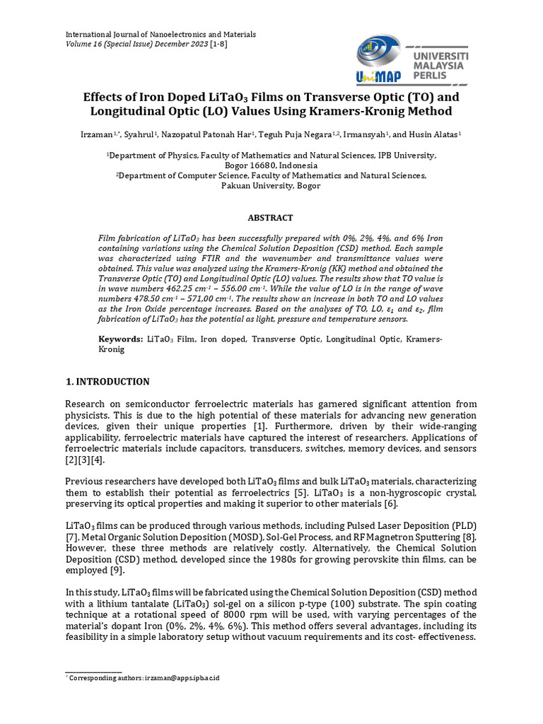 Vol 16 Special Issue 2023 1-8 | Download Free PDF | Refractive Index ...