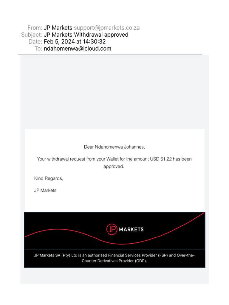 JP Markets Withdrawal Approved | PDF