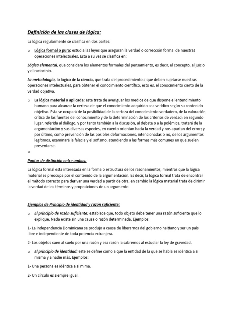 Definición de las clases de lógica | PDF | Verdad | Razón