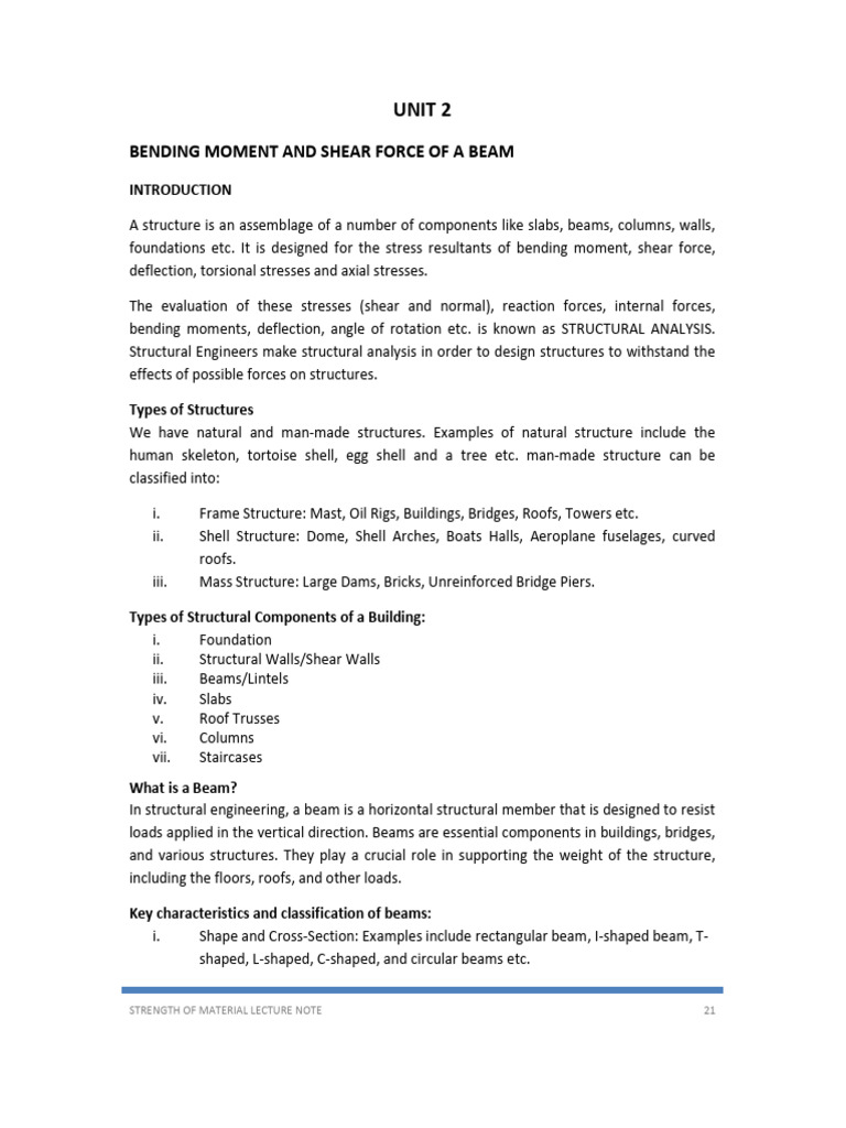 Strength of Material Unit 3A - Introduction To BM and SF | PDF | Beam ...