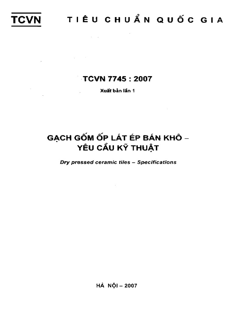 TCVN 7745 2007 - Gach Gom Op Lat Ep Ban Kho - Yeu Cau Ky Thuat | PDF
