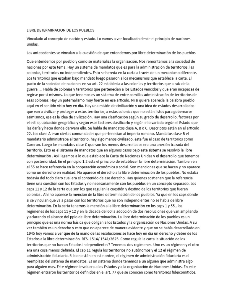 Libre Determinación de los Pueblos y ONU | PDF | Autodeterminación ...