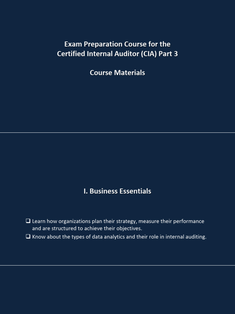 CIA Part 3 Exam Prep: Business Essentials | PDF | Information Security ...