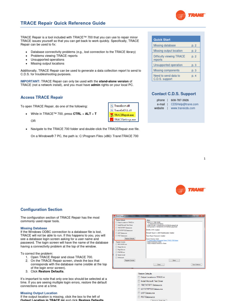 TRACE Repair QuickRef | PDF | Databases | Windows Registry