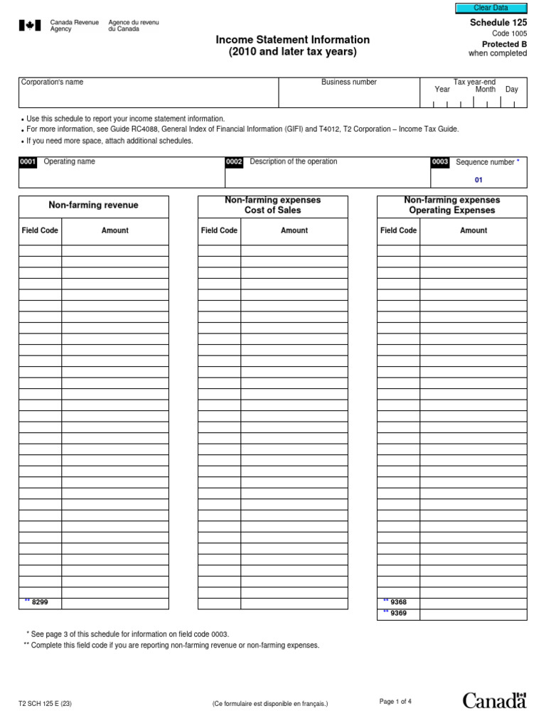Schedule 125 Income Statement Guide | PDF | Expense | Revenue