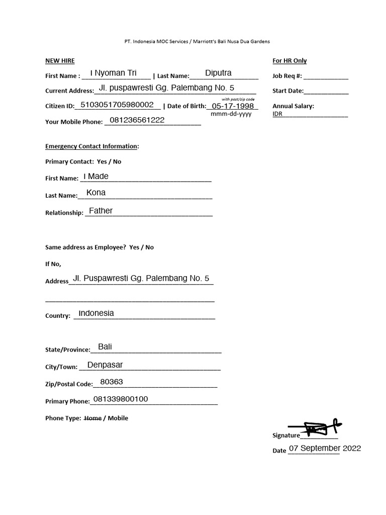 Form - Emergency Contact Information | PDF | Finance & Money Management
