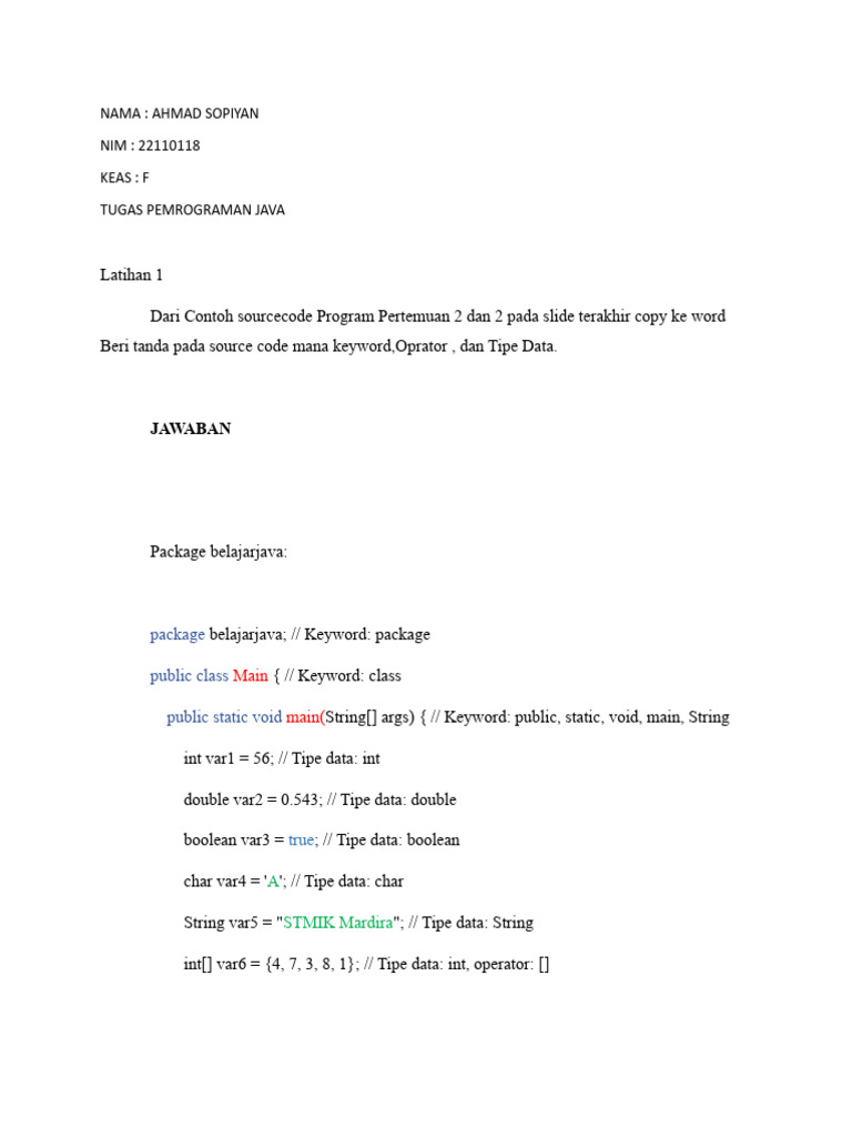 Ahmad Sopiyan - 22110118 - Tugas Pemrograman Java | PDF | Systems ...