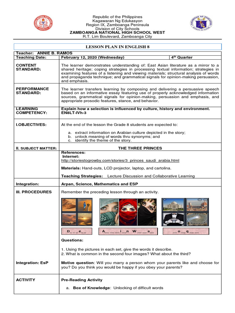 Lesson Plan Example | PDF | Learning | Lesson Plan