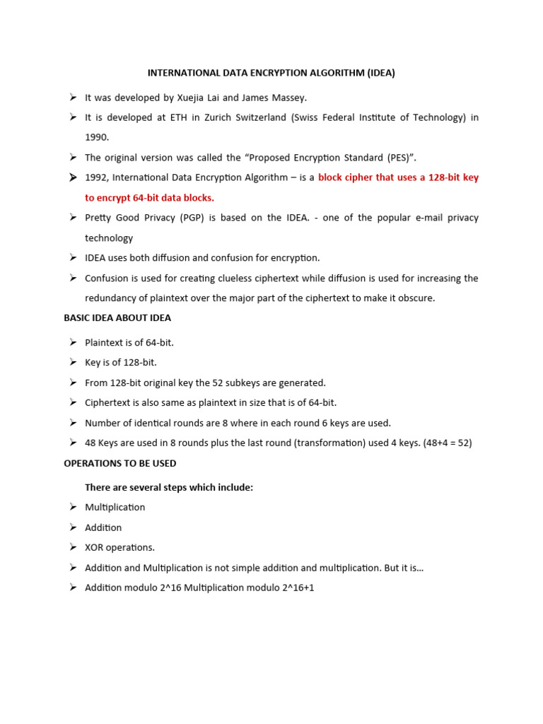 U3 International Data Encryption Algorithm | PDF U3 International Data Encryption Algorithm | PDF