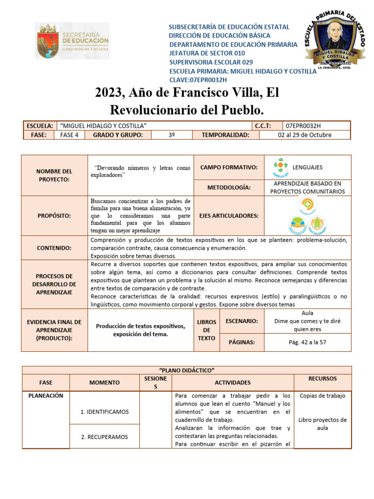 Planeacion Octubre 3B | PDF | Educación primaria | Metodología de encuesta