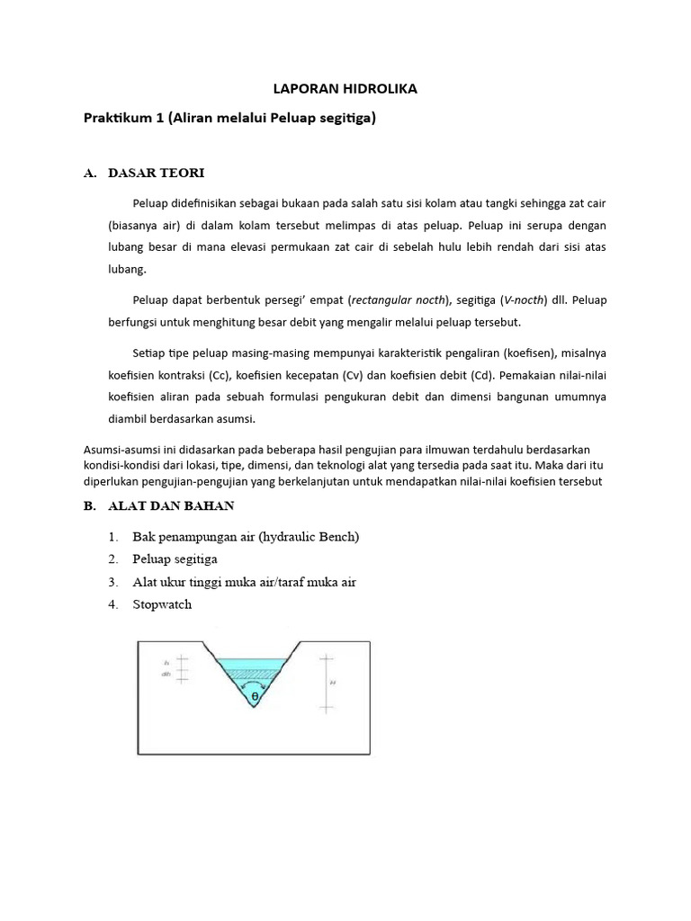 LAPORAN HIDROLIKA Peluap Segitiga | PDF | Griya & Taman | Seni