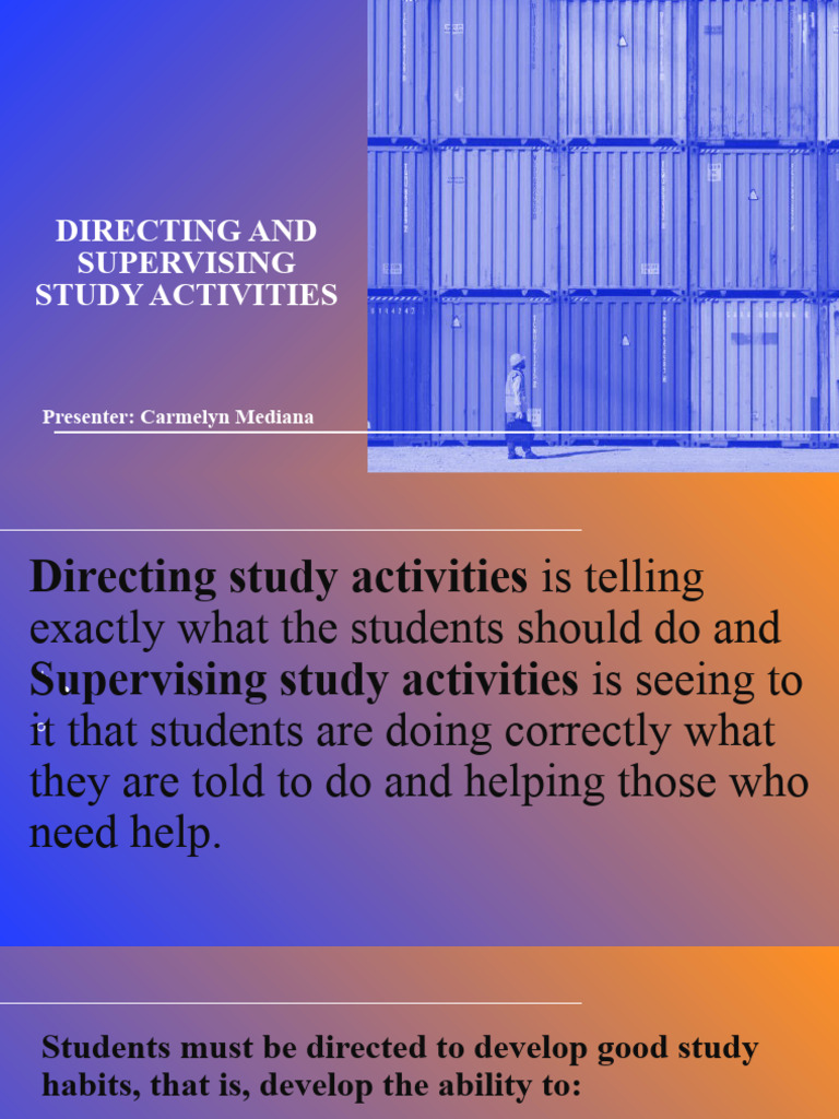 Directing and Supervising Study Activities | PDF | Information | Teachers