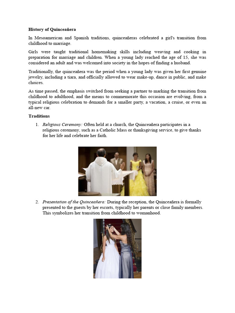 History of Quinceañera and Traditions | PDF | Ceremonies | Social ...