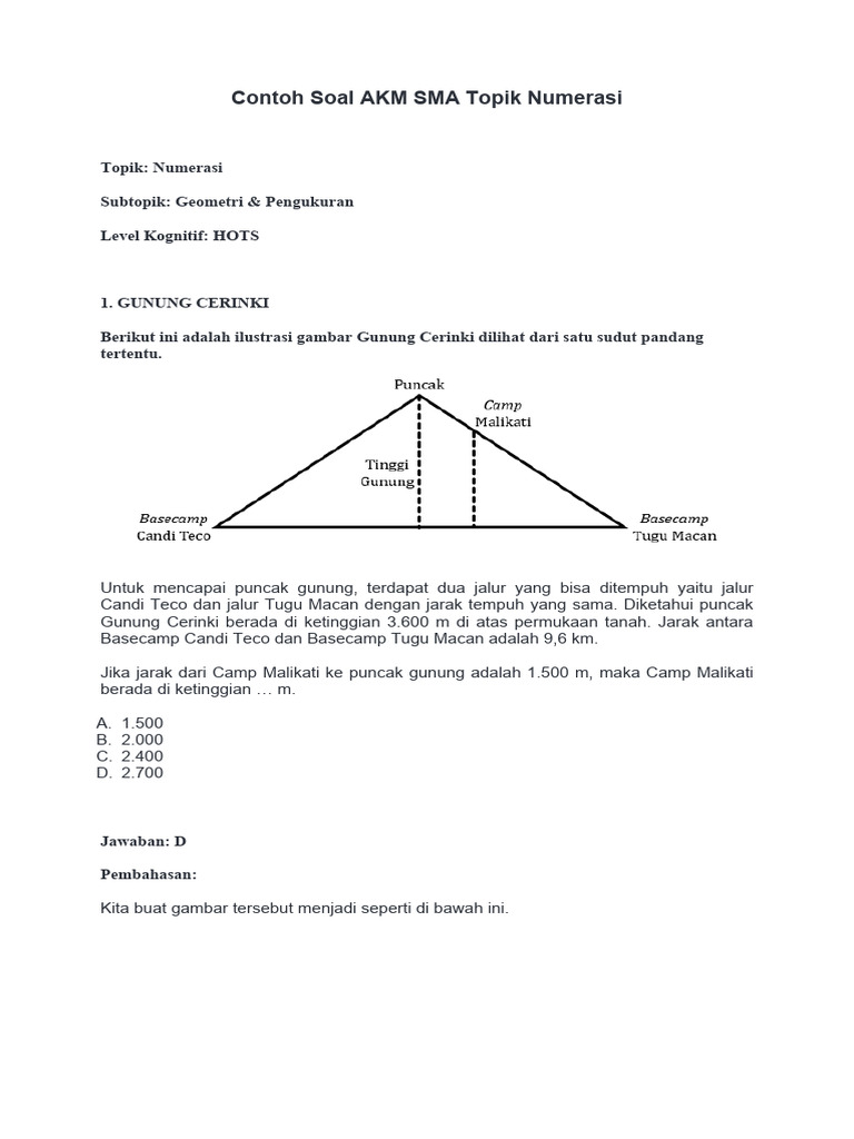 Contoh Soal AKM SMA Topik Numerasi | PDF