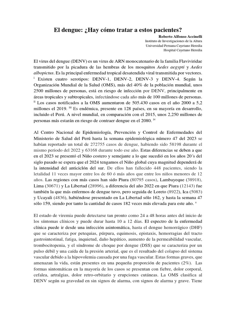 El Dengue. Hay Cómo Tratar A Estos Pacientes | PDF | Virus | Medicina