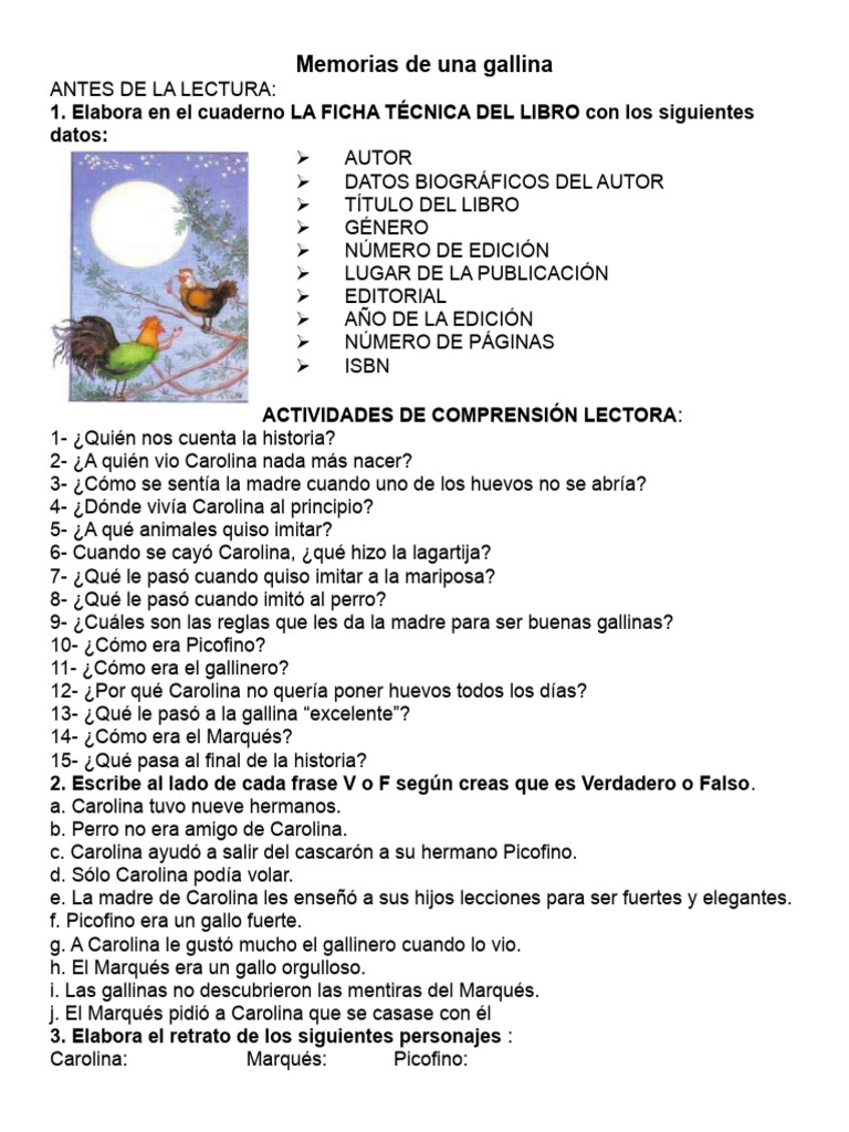 Actividades para La Obra Memorias de Una Gallina | PDF | Pollo