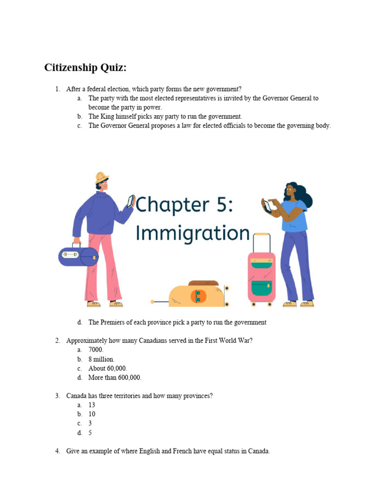 Immigration Chapter Booklet 1 | PDF | Immigration | Provinces And ...