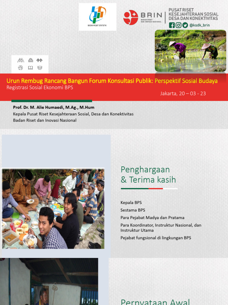 BPS 2023-Paparan Penyusunan Rancang Bangun Forum Konsultasi Publik Lengkap (Alie Humaedi BRIN) | PDF
