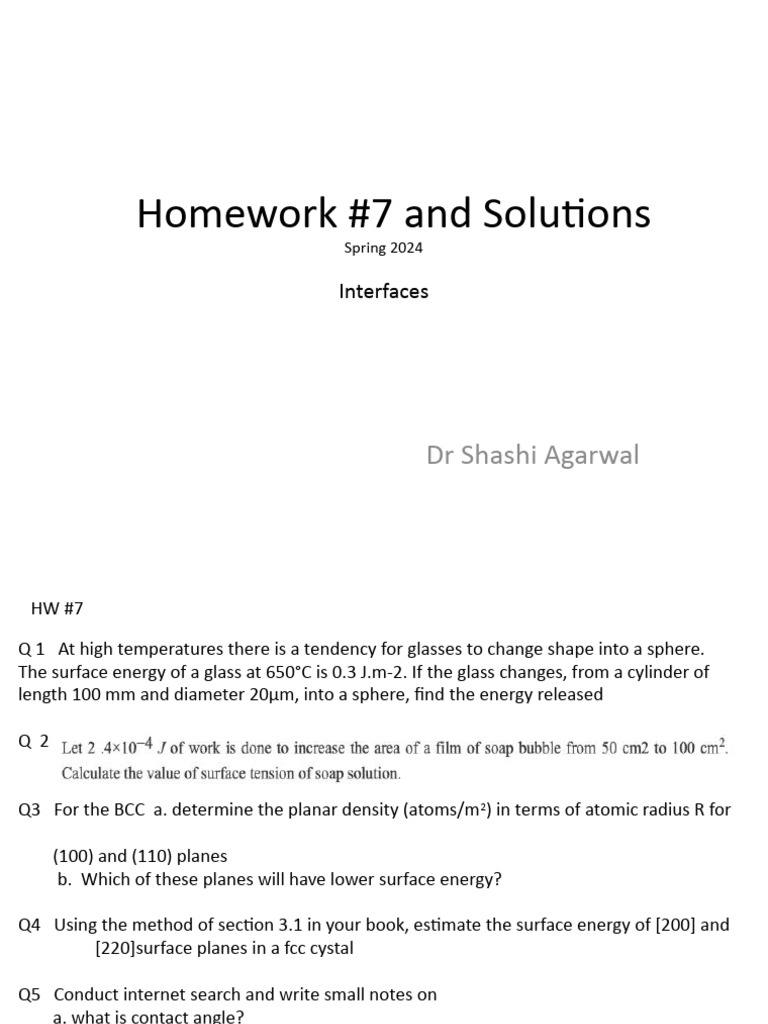 MATE 152-24 Homework#7 and Solutions | PDF | Sphere | Surface Tension
