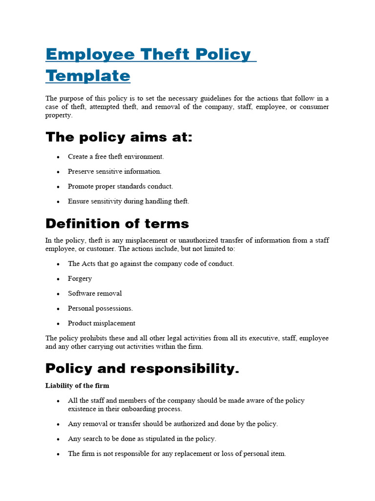 Anti Theft Policy | PDF | Theft | Policy