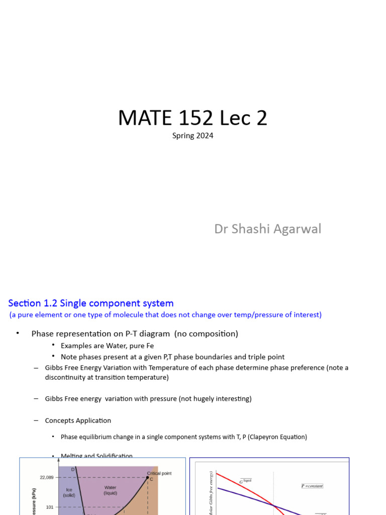 MATE 152-24 Lec 2 (2) | PDF | Phase (Matter) | Phase Diagram