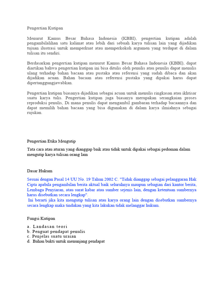 Etika Mengutip Dan Menulis Dafpus | PDF