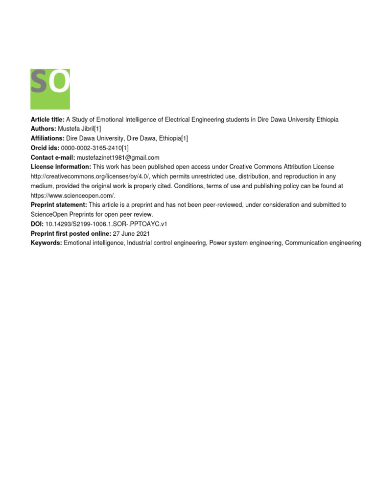 A Study of Emotional Intelligence of Electrical Engineering Students in ...
