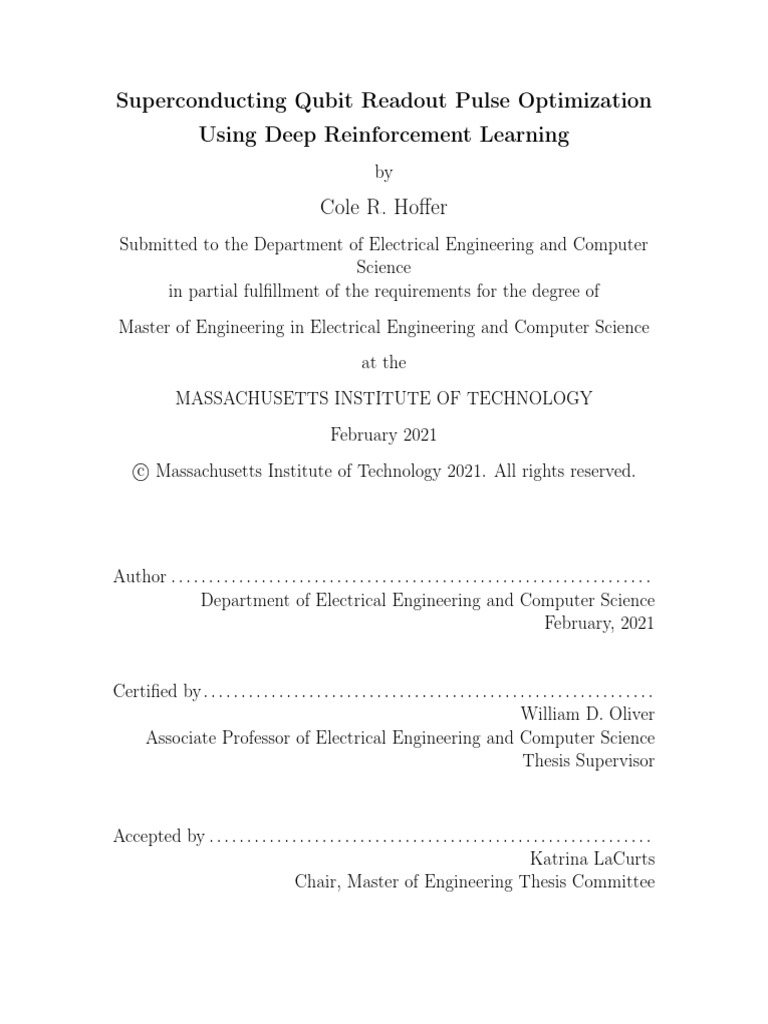 Superconducting Qubit Readout Pulse Optimization Using Deep Reinforcement Learning | PDF ...