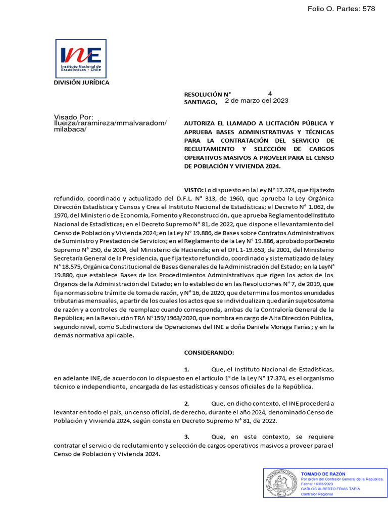 Reg. 578 - CGR - Res #4 | PDF | Reclutamiento | Oferta (economía)
