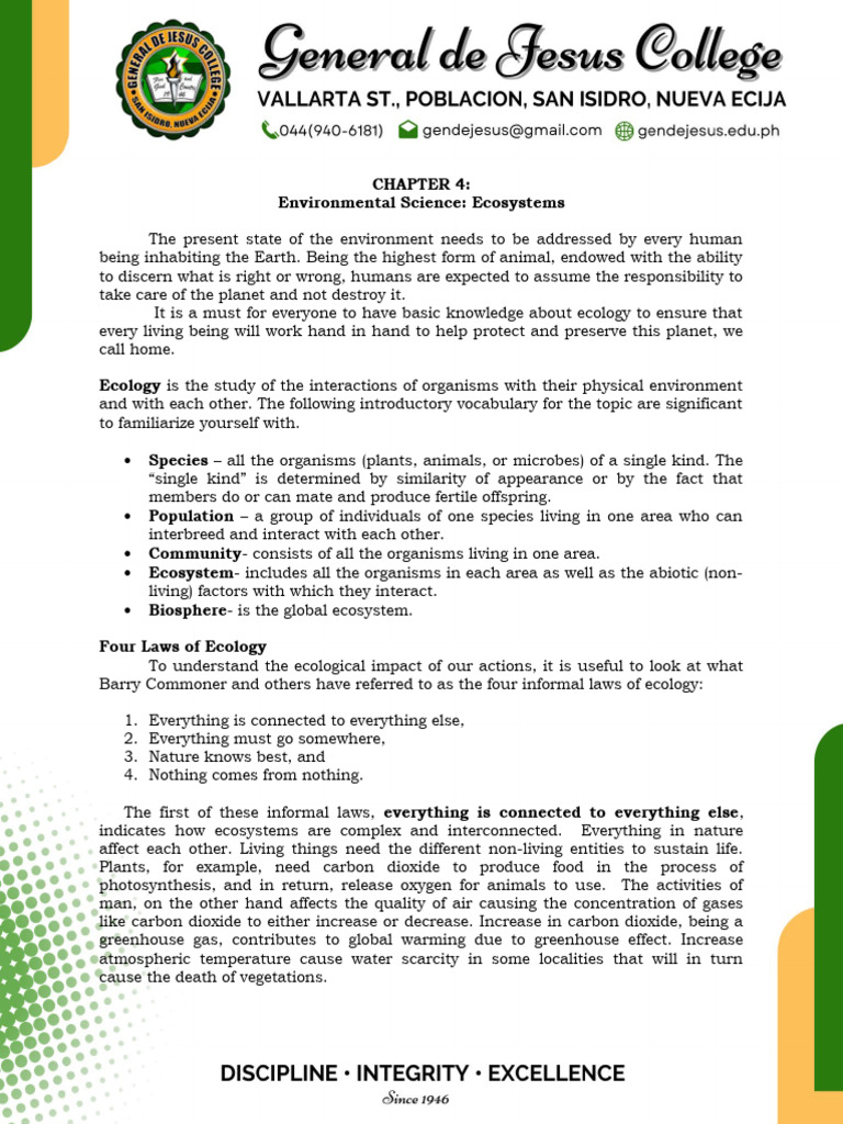 Chaprter 4 Environmental Science | PDF | Ecosystem | Food Web