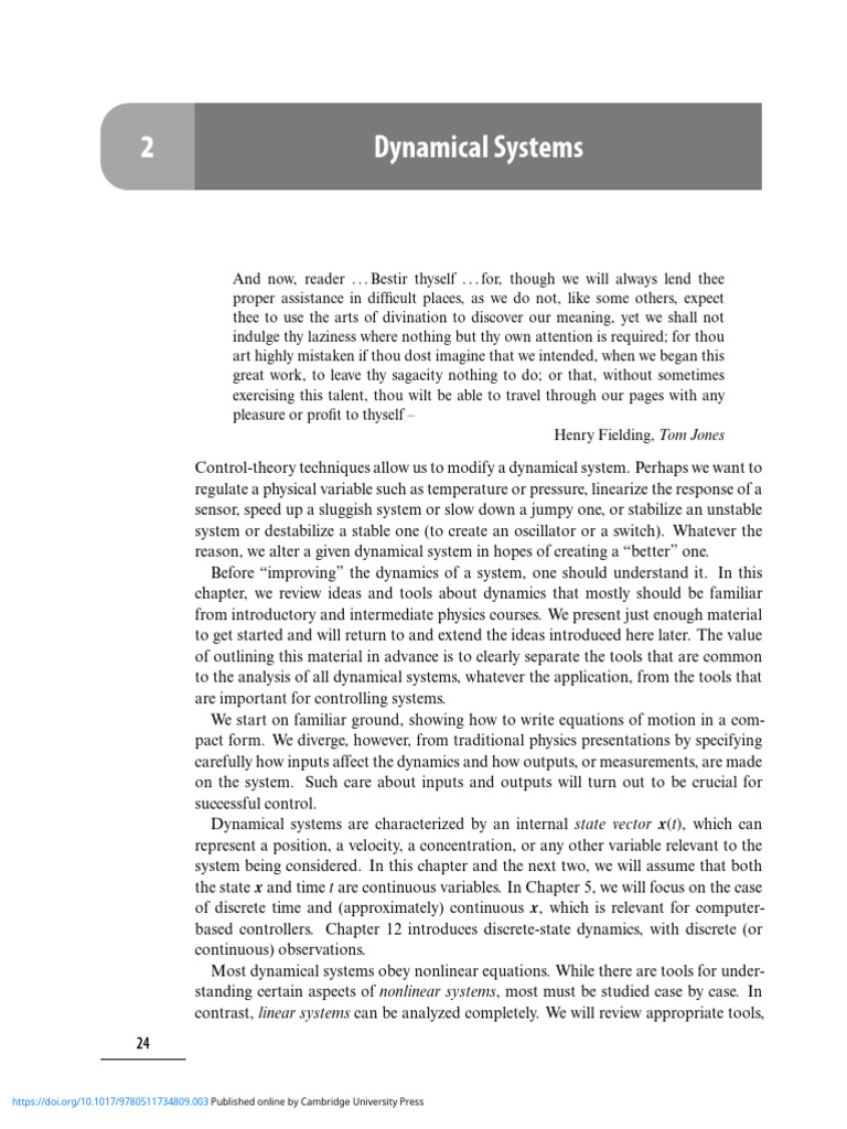 Nonlinear Dynamics and Control Theory | PDF | Nonlinear System ...