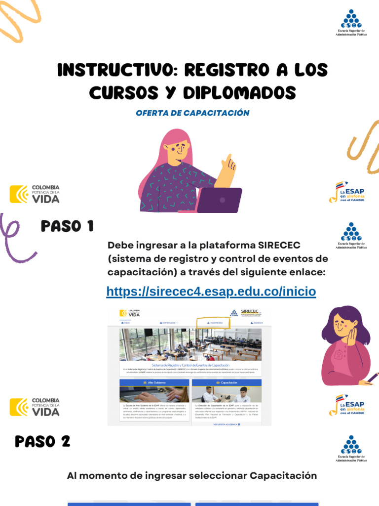 Instructivo Registro Sirecec A Los Cursos y Diplomados | PDF ...