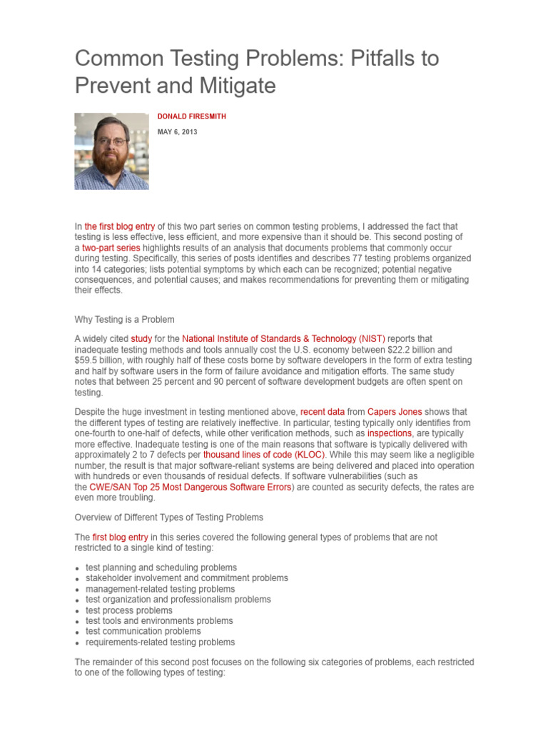 Common Testing Problems and Solutions | PDF | Software Testing | Unit ...