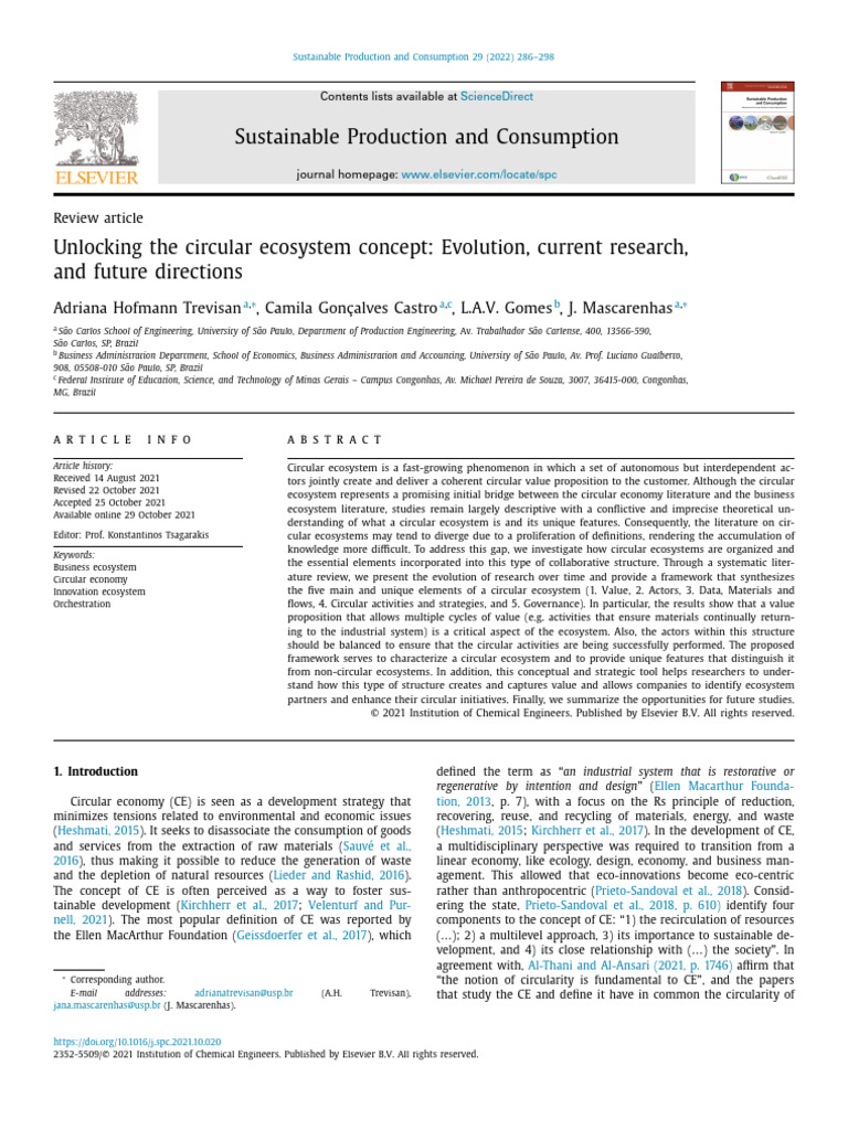 Unlocking the circular ecosystem concept Evolution, current research ...