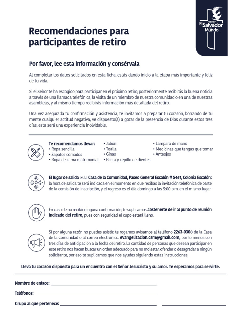 Ficha Retiro 2022 | PDF