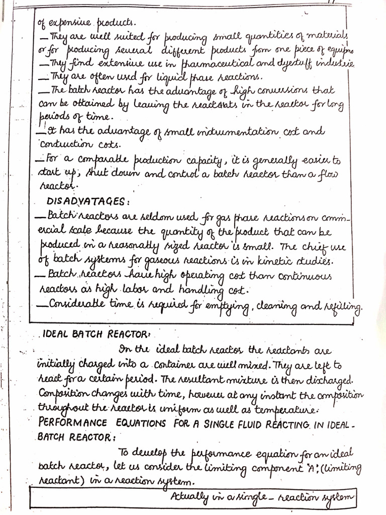 Ideal Batch Reactor Design. | PDF