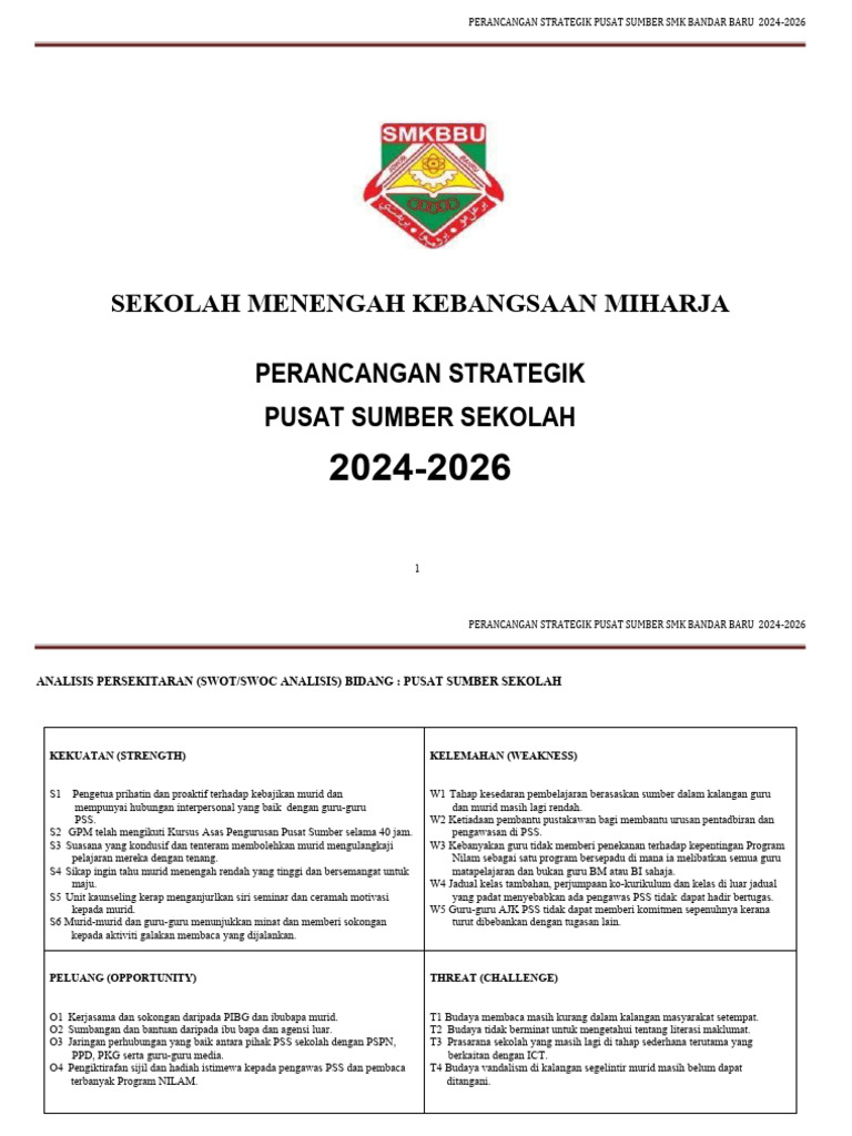 Perancangan Strategik Pss 2020 2022 PDF Free | PDF