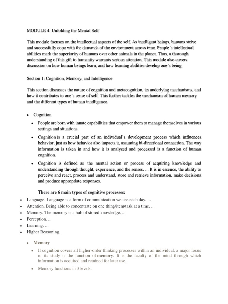 There Are 6 Main Types of Cognitive Processes:: Memory | PDF | Learning ...
