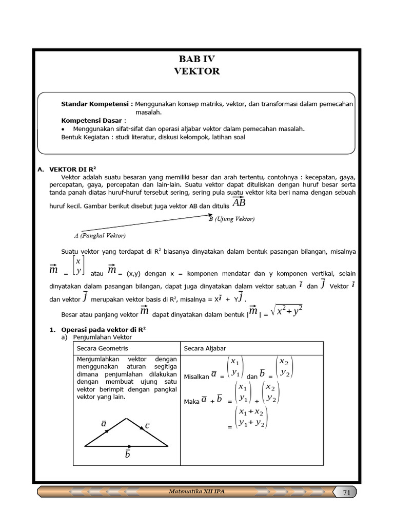 21 Vektor Mat Lks Bab 4 Xii Ipa Sem 1 | PDF