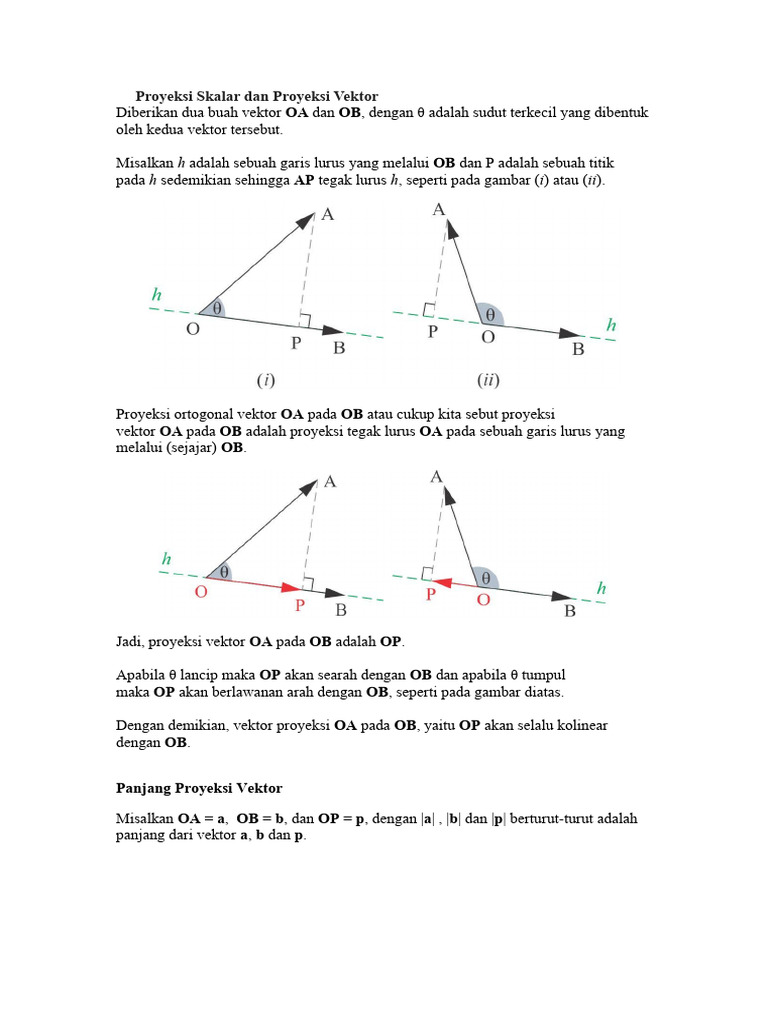 Proyeksi Vektor dan Skalar dalam Matematika | PDF