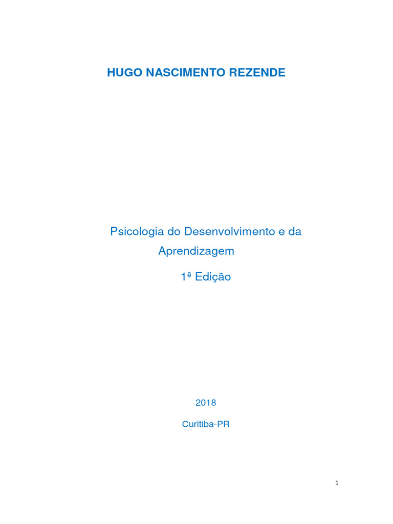 LIVRO Psicologia Do Desenvolvimento e Da Aprendizagem | PDF | Aprendizado | Psicologia