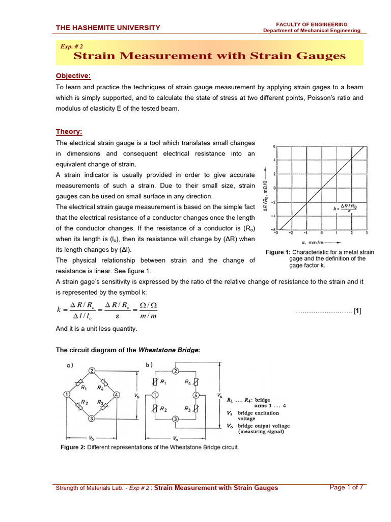 Manual - Strain Measurement With Strain Gauges | PDF | Bending | Young ...