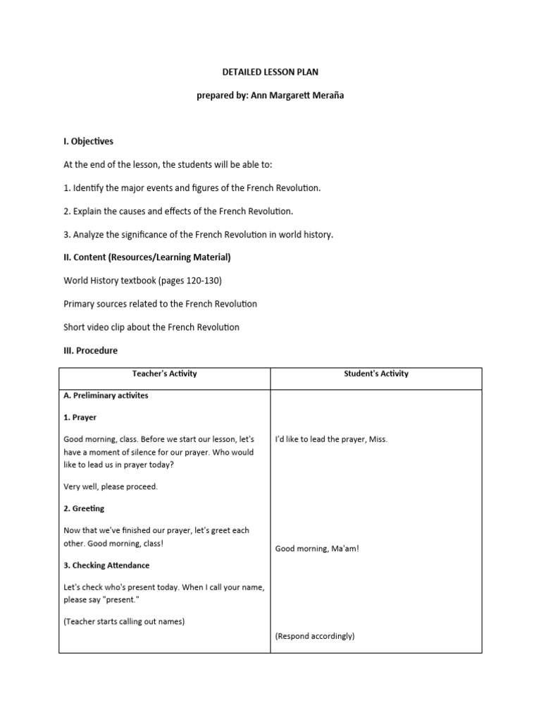 DETAILED LESSON 2-WPS Office | PDF | French Revolution | France