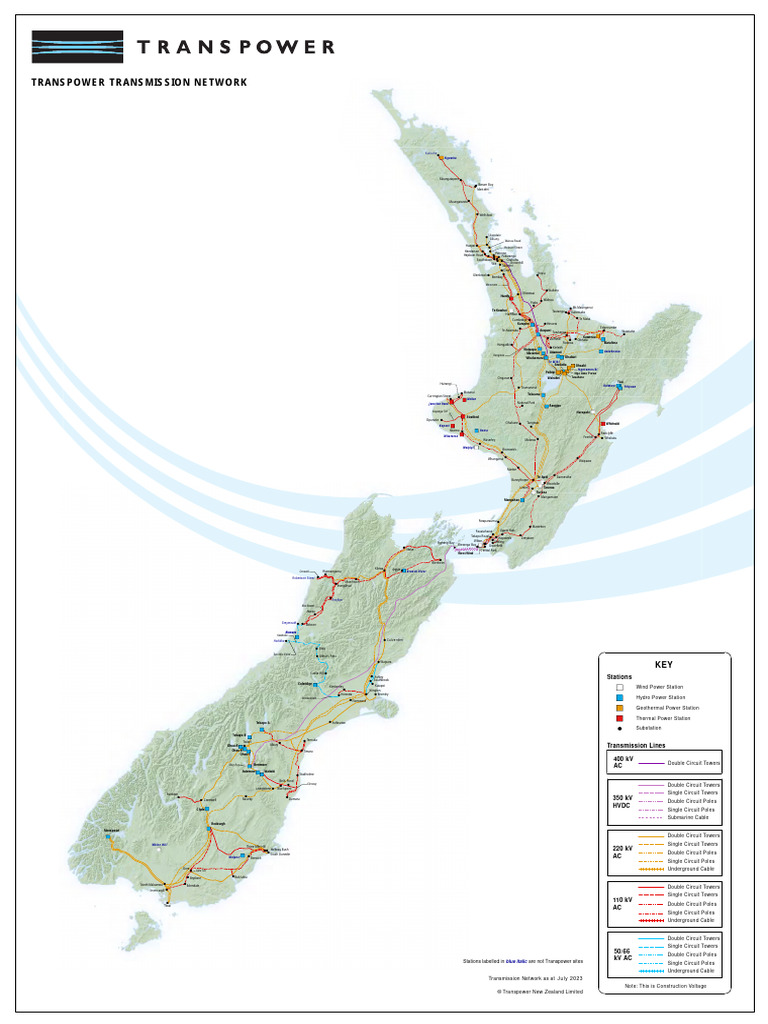 Transmission-map-nz0723 | PDF | Electric Power | Power (Physics)