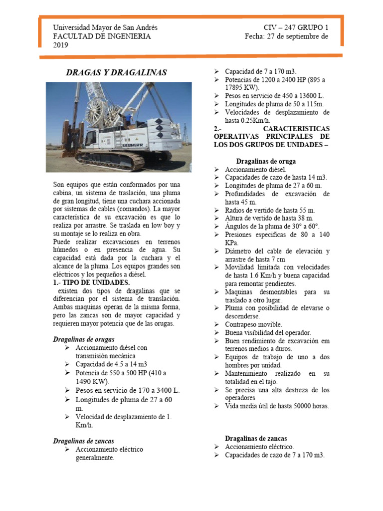 Dragas y Dragalinas: Tipos y Características | PDF